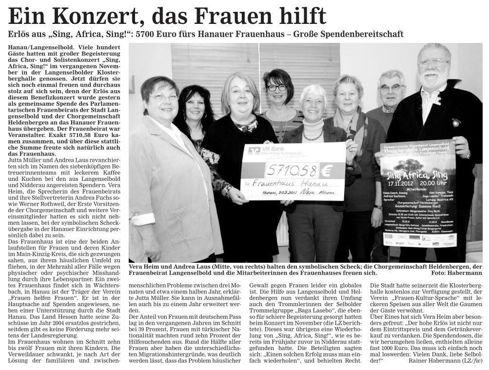 Frauenhaus Hanau - Presse - 2013